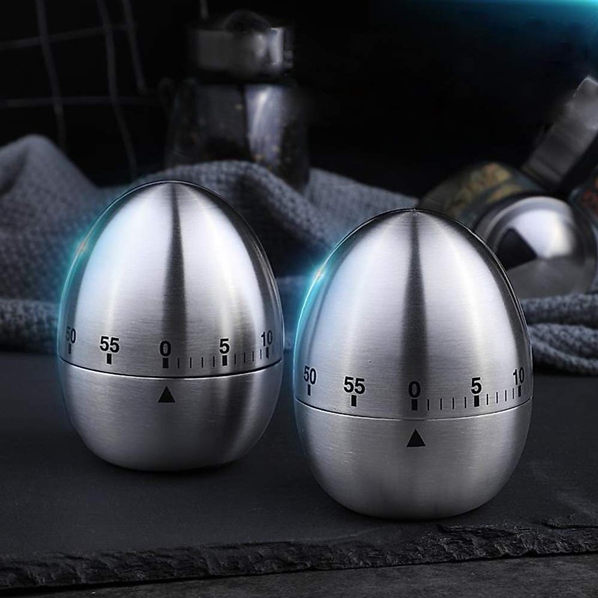 Egg Timer Wind up Timer Kitchen Timer Cooking Timer Reminder Timer Mechanical Reminder Cute Timer Mechanical Rotating Alarm with 60 Minutes for Cooking (Silver)