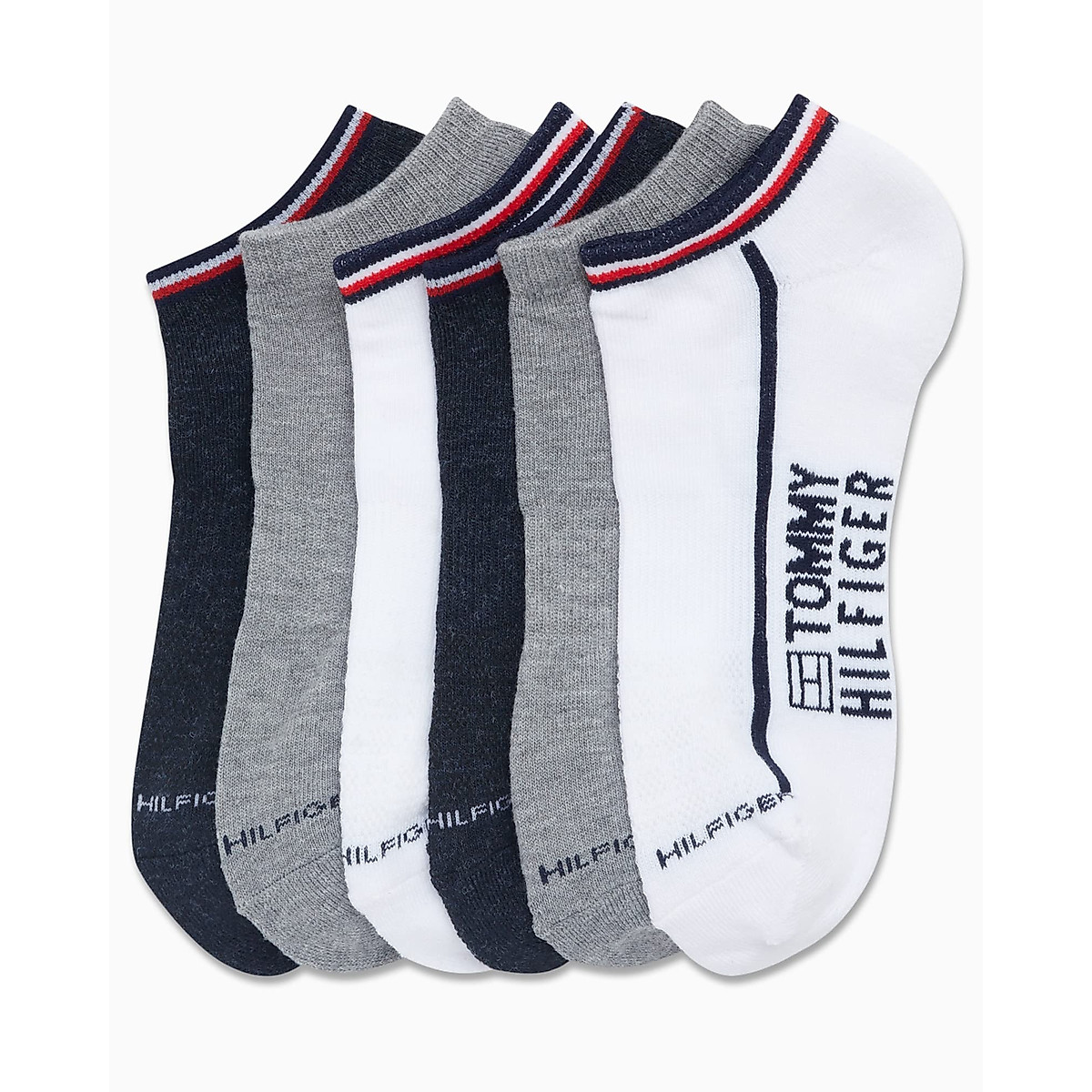 Tommy Hilfiger Men's Athletic Socks - Cushion Low Cut Socks (6 Pack), Size 7-12, Assorted White