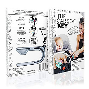 The Car Seat Key - Original Car Seat Key Chain Buckle Release Tool - Easy Unbuckle Opener Aid for Nails, Parents, Grandparents & Older Children by NAMRA Made in USA (Grey)