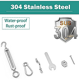 Fil-fresh String Light Hanging Kit, 200ft Stainless Steel Cable, Guide Wire for Outdoor String Lights, Patio Lights, Enough Hooks and Screws, Easy to Install