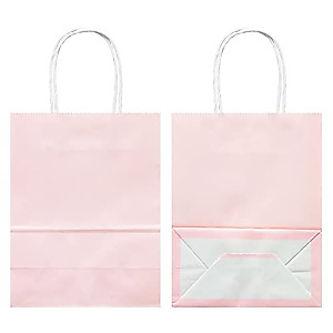 AZOWA Gift Bags Small Kraft Paper Bags with Handles (6.3 x 3.1 x 8.6 in, Pastel Pink, 12 CT)