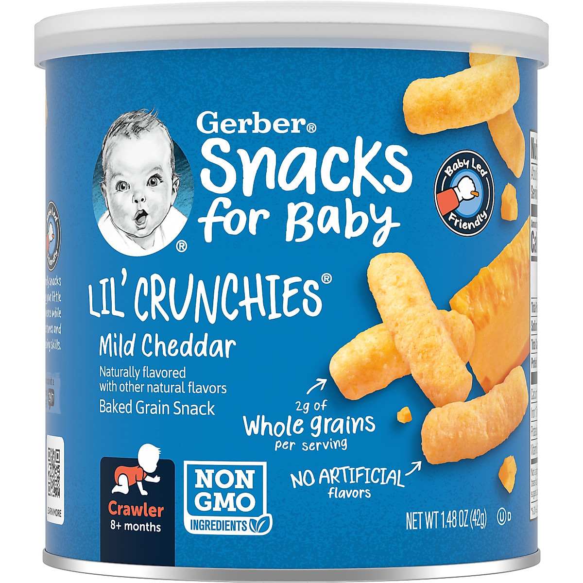 Gerber Snacks for Baby Lil’ Crunchies Baked Grain Snack (Mild Cheddar, Veggie Dip, Pack of 6)