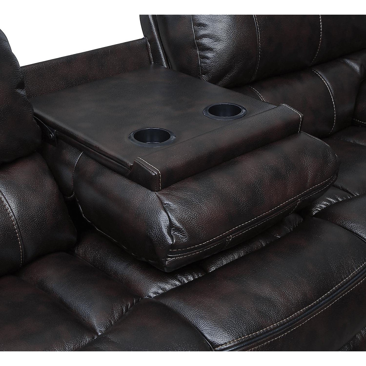 Coaster Home Furnishings Willemse Motion Sofa with Drop-Down Table Dark Brown