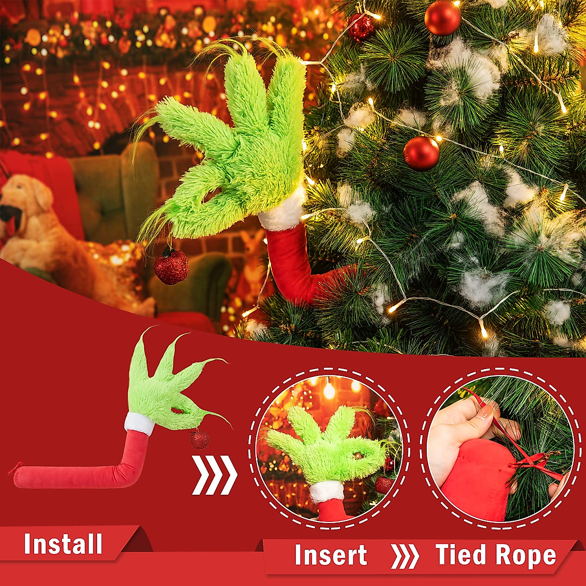 Elf Arms Tree Topper - Poseable Plush Legs for Christmas Tree Decoration