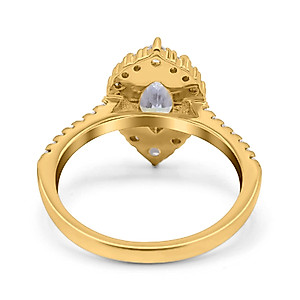 Blue Apple Co. Yellow Tone, Simulated Cubic Zirconia Size-7 Halo Marquise Art Deco Engagement Wedding Bridal Ring Round CZ 925 Sterling Silver