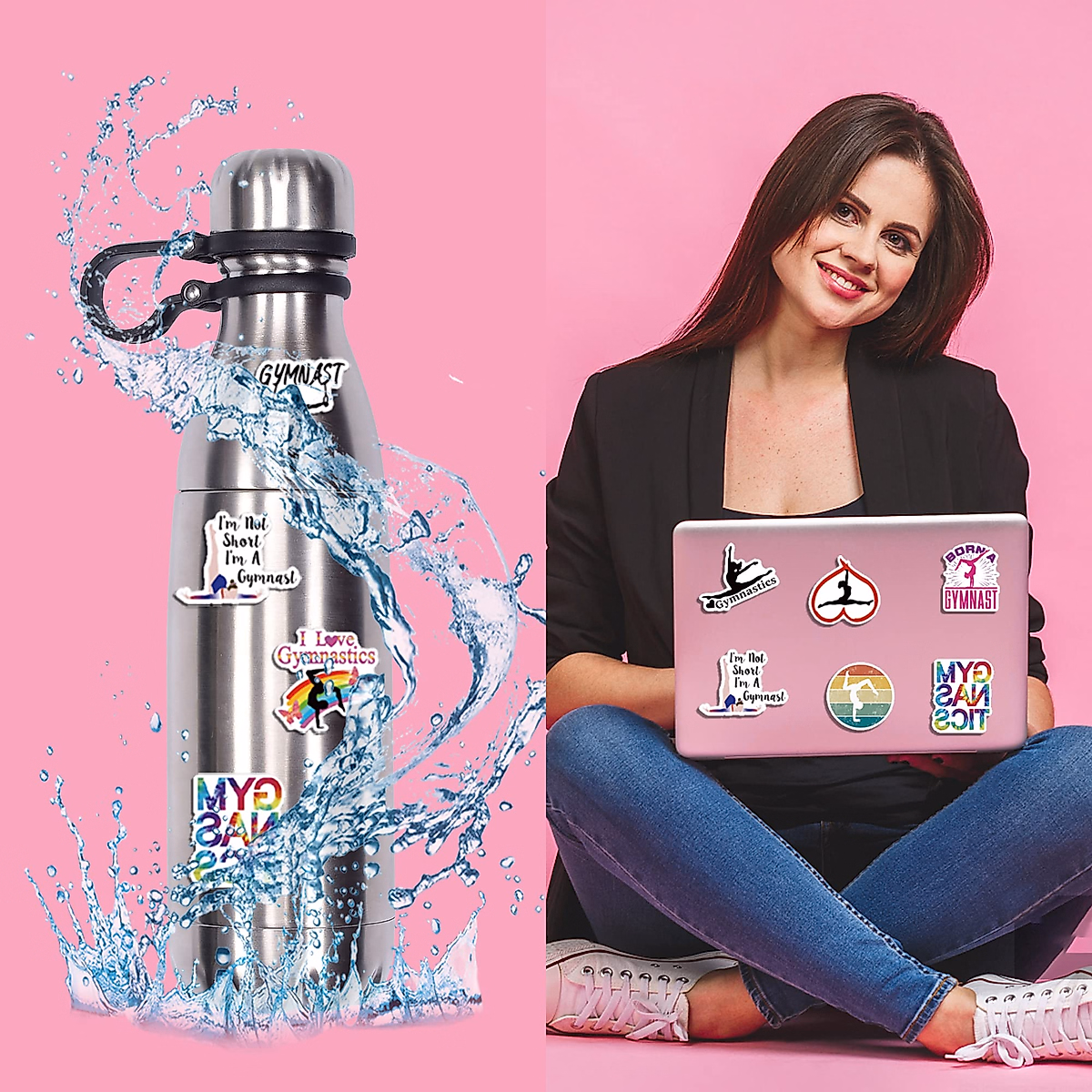 BANBALLON 98 Gymnastics Party Favors, Gymnastics Keychain Goodie Bags with Rubber Bracelets, Button Pins, Bags and Stickers for Gymnastics Theme Birthday Party Supplies Baby Shower Holiday