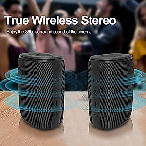 IPX7 Waterproof Bluetooth Speaker, Hadisala H3 Portable Wireless Speaker Bluetooth 5.0 with Rich Bass HD Stereo Sound 15H Playtime USB-C Charge, Shower Speaker TWS Pairing for Home, Outdoors, Travel