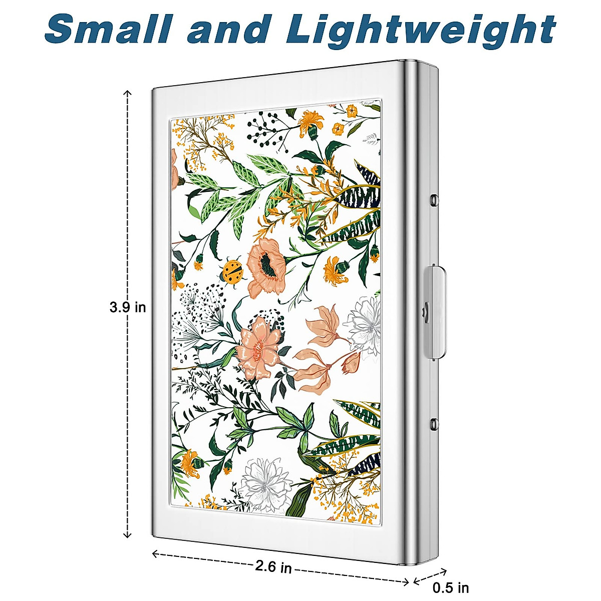 Rimilak Metal Credit Card Holder, Mini Credit Card Wallet RFID Blocking Slim Metal Hard Case for Women Men, White Flower