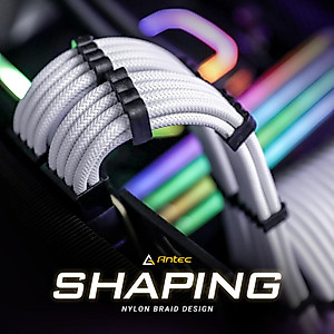 Antec Power Supply Sleeved Cable /24pin ATX /4+4pin EPS /8-pin PCI-E /6pin PCI-E PSU Extension Cable Kit 30cm Length with Combs, White