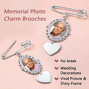 FindChic Personalized Wedding Boutonniere Oval Photo Charms Bouquet Pins Memorial Stainless Steel Customized Picture Text Engraved Brooch Mother of the Bride Decoration Accessories