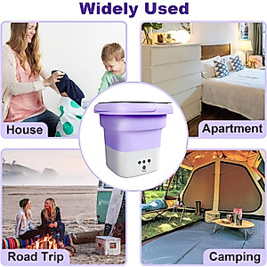 HULKNPEW 6.5L Folding Washing Machine,Portable Washing Machine,Small Washer with 3 Modes Deep Cleaning & Spin-dry,Easy to Carry,Suitable for Apartments, Dormitories, Camping, RV, Travel,Hotels-Purple