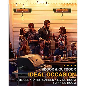 Star Patio Electric Patio Heater, Indoor/Outdoor Heater, Infrared Heater, Wall Mounted, Outdoor Heaters for Patio, Garage Heater, Space Heater, 1500W, Black, STP1580-SW