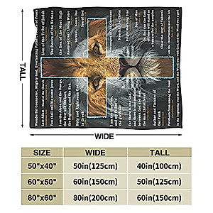 LLARREH Bible Verse Blanket Christian Lion Prayer Religious Throw Blankets for Couch Sofa Bed Warm Gifts 50X60 in