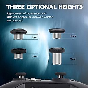 Mcbazel 13 in 1 Metal 6 Swap Thumbsticks Joysticks, 4 Trigger Paddles, 2 D-pads with Adjustment Tool and Carry Case for Xbox One Elite Series 2 Controller - Black