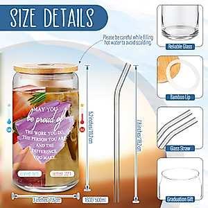 Funnymoom 10 Pcs Team Employee Christmas Appreciation Gifts 17 oz Thank You Gifts Glass Cups with Lids Straws Drinking Cup Medical Assistant Week Gifts for Emergency Nurses Accounting Women