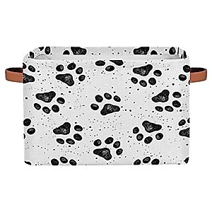 Cat Paws Collection Fabric Storage Basket for Organizing Collapsible Rectangle Basket Decorative Storage Bins with Handles for Shelves Closets Toys Laundry Nursery Home Office