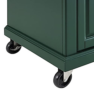 Crosley Furniture Madison Madison Rolling Kitchen Island Cart, Microwave Stand, Coffee Bar, with Shelves and Drawers, Emerald Green