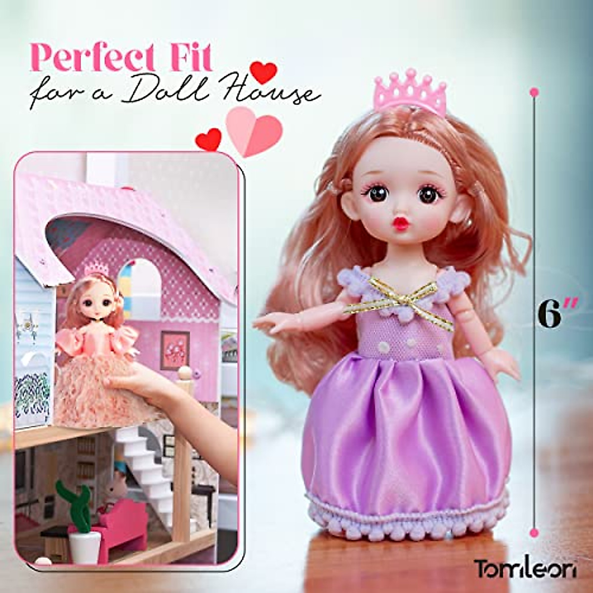 Princess Toys for Girls Age 3 4 5 6 | Mini Princess Dolls - Gift for Girls | 3 Little Princess Figurines with Tiaras, Hair & Accessories | Set for 3+ Year Old Girls | Compatible with Doll Houses