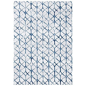 SAFAVIEH Amelia Collection 4' x 6' Grey / Navy ALA792G Geometric Non-Shedding Living Room Bedroom Accent Rug