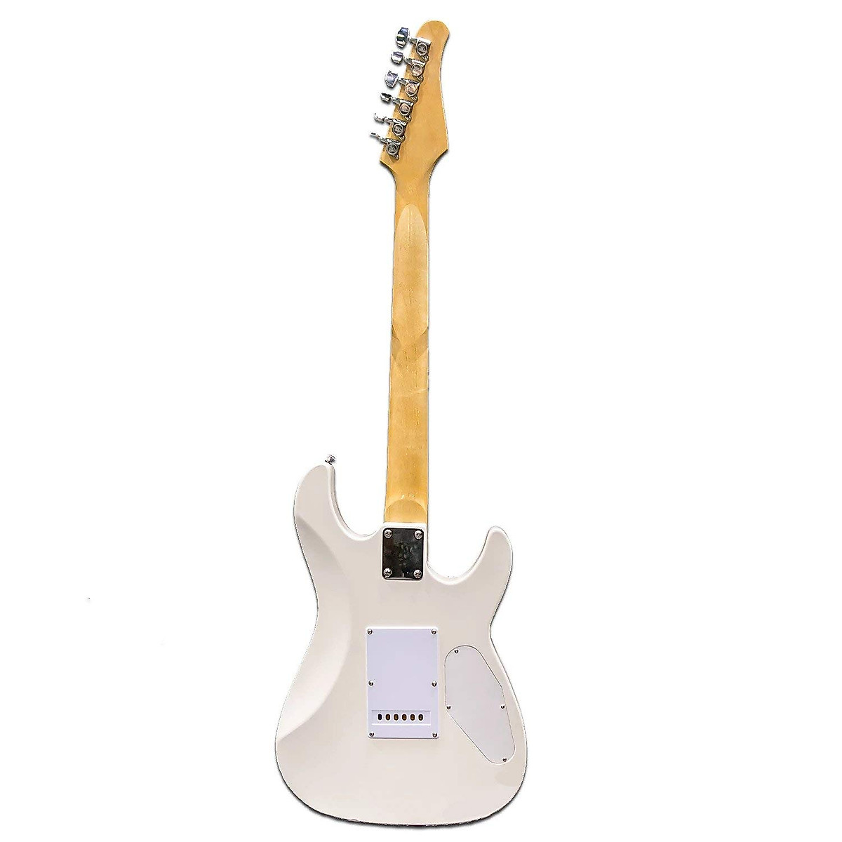 GoDpsMusic 6 String Sawtooth ST-M24 Electric Guitar with Floyd Rose, Left Handed Satin White (ST-M24-LH-SWH)