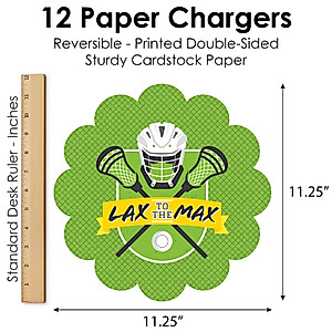 Big Dot of Happiness Lax to the Max - Lacrosse - Party Round Table Decorations - Paper Chargers - Place Setting For 12