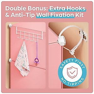 CUBEDIY Baby Closet Organizer for Nursery: Durable Baby Wardrobe for Closet - Customizable Baby Armoire - Baby Dresser Closet Shelves - Waterproof Shelf Clothes Organizer w/Wall Fixation (Pink)