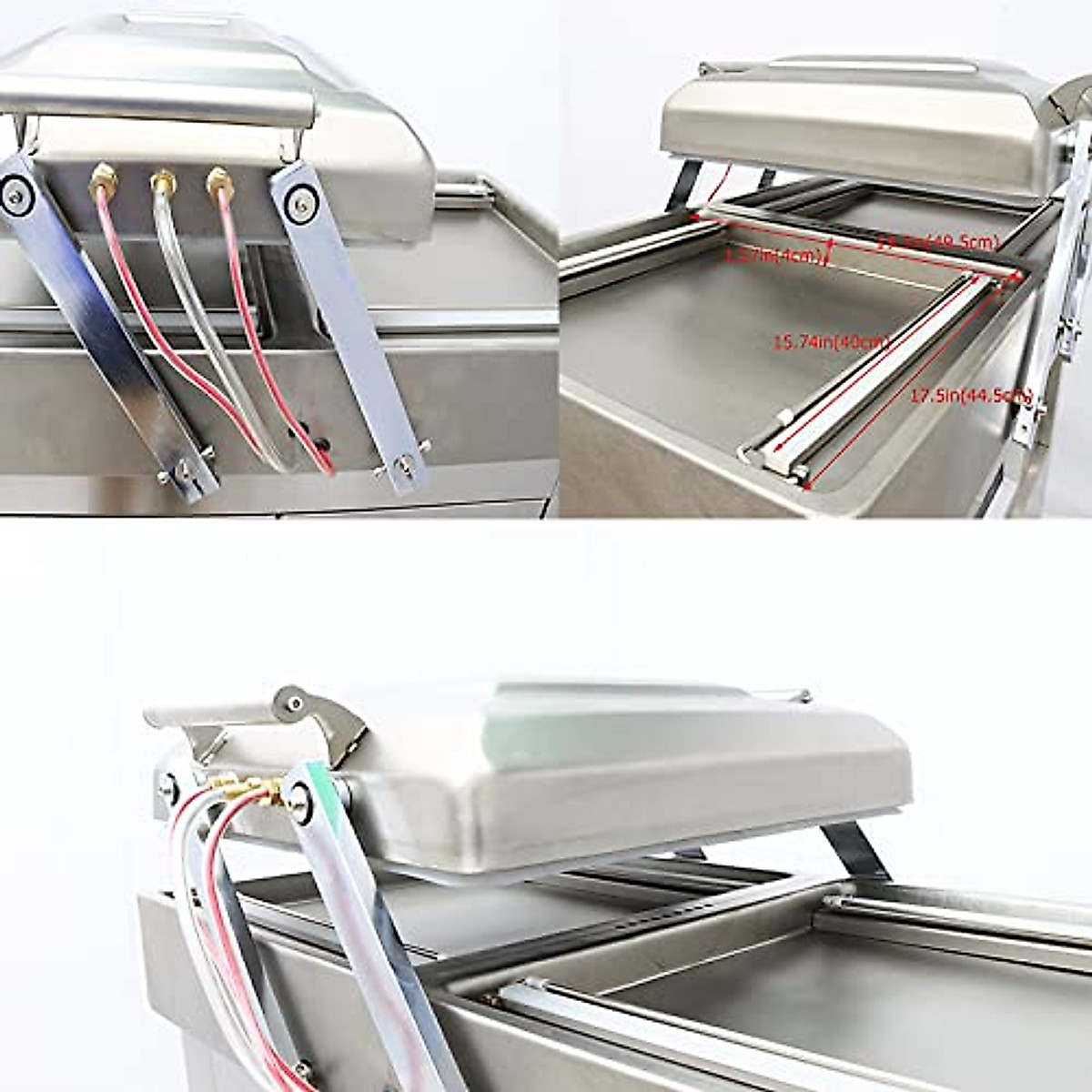 INTSUPERMAI Commercial Two Chamber Vacuum Sealer Stainless Steel Food Vacuum Packaging Machine for Mests Fruits and Vegetables Sealing Length 15.7inch 220V