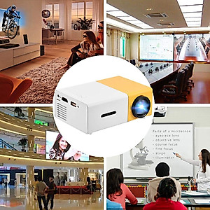 Mini Home Theater Projector,ASHATA Portable Stylish LED Projector with 1080P HD,HDMI Multimedia Player Video Projector With Clear Stereo Sound Effect (White Yellow)