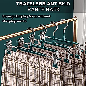 XINGAKA 10 Pack Heavy Duty Pants Skirt Hanger with Clip,Rubber Cover Metal Non Slip Hanger 360 Swivel Hook Saving Space Clothing Hanger,White