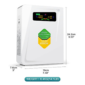 Step Down Transformer 220v to 110v Voltage Converter 2000w, No Noise, Ten Protection Functions, Suit for Juicer, Toaster, Chocolate Machine and Other US Appliances Used in Europe