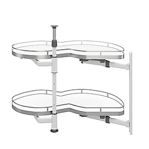 WHIFEA Blind Corner Pull Out Cabinet Organizer, Soft Close 2 Tier Swing Tray, Non-Slip Spice Rack for 36 inch Kitchen Cabinet, Heavy Duty Storage Organizer, Adjustable Height