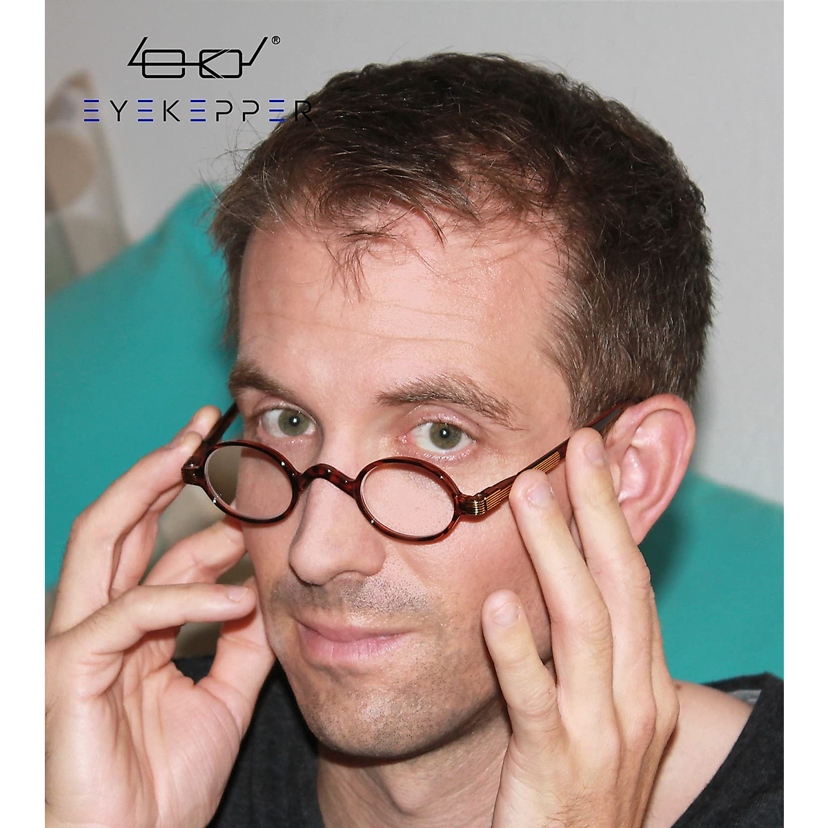 Eyekepper Small Oval Round Reading Glasses Vintage Mini Reader Eyeglasses for Men Women Reading with Spring Hinges Tortoise Frame +1.50