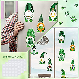 40 Pieces St. Patrick's Day Cut-Outs Irish Stickers Gnomes Cut-Outs Classroom Decoration with Glue Point Dots for St. Patricks Day Party Decorations Bulletin Board School Party Supplies, 8 Designs