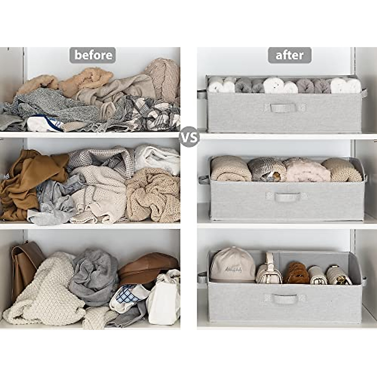 StorageWorks Closet Storage Bins, Storage Box, Foldable Closet Baskets and Bins for Shelves