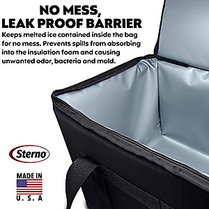 Sterno Trunk Buddy Insulated Leak Proof Organizer, Hot and Cold Food Bag for Groceries, Beverages and More, Black Cloth Exterior with Vinyl Liner, 13”L x 22”W x 14”H