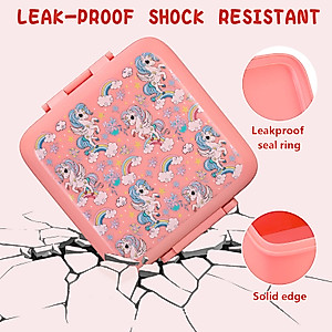 JXXM Bento Lunch Box for Kids With 8oz Soup Thermo,Leak-proof Lunch Containers with 5 Compartment,Thermos Food Jar and Lunch Bag, Food Containers for School (A-Pink(Fantasy Unicorn))