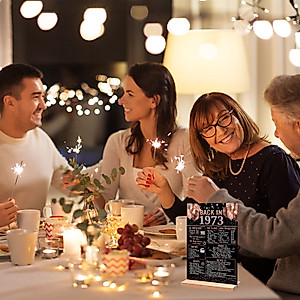 Trgowaul 50th Birthday Decorations Set: Includes Rose Gold Birthday Backdrop Banner 5.9 X 3.6 Fts, Rose Gold Back in 1973 Birthday Poster Acrylic Table Sign with Stand