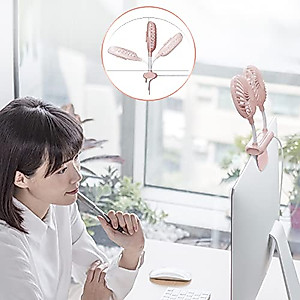 Lrufodya Monitor Clip on Fan Mini Clip Fan, Desktop Fan with 3 Speeds Strong Wind Office Fan for Girls Women, Table Fan with Sturdy Adjustable Clamp, Small Fan USB Fan for Office (Cherry Pink)