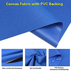 Canvas Waterproof Marine Fabric 600D 80" L×60" W Cordura Material with Water-Resistant PVC Backing Outdoor/Indoor Canvas Awning Fabric for Sunbrella Boat Outdoor Tent Cushion 60" Wide, Blue