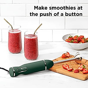Chefman Immersion Stick Hand Blender with Stainless Steel Blades, Powerful Electric Ice Crushing 2-Speed Control Handheld Food Mixer, Purees, Smoothies, Shakes, Sauces & Soups, Forest