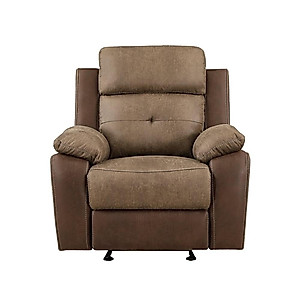 Lexicon Glendale Polished Microfiber Glider Manual Reclining Chair in Brown