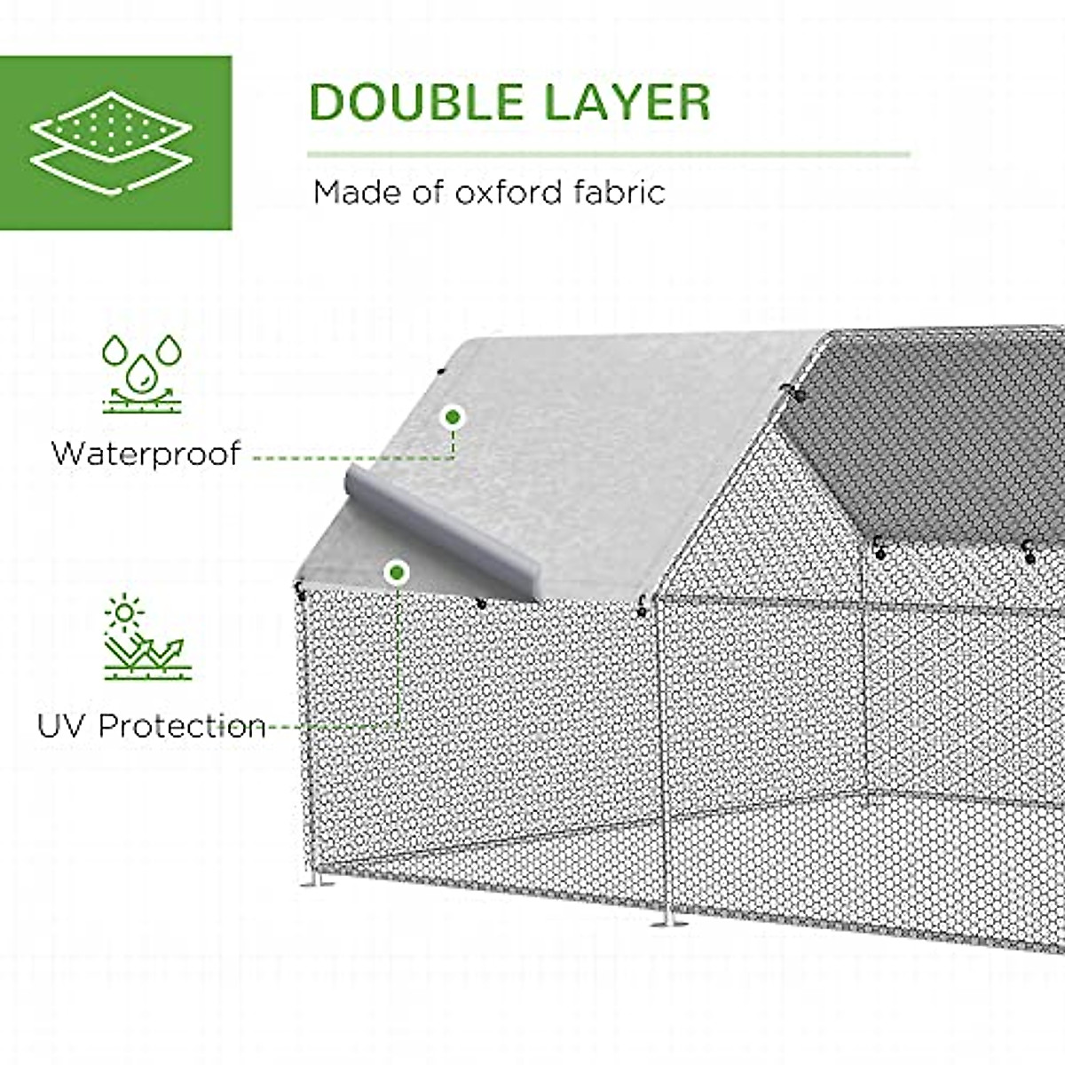 PawHut 18.5' Metal Chicken Coop Run with Roof, Walk-in Chicken Coop Fence, Chicken House Chicken Cage Outdoor Chicken Pen Hen House