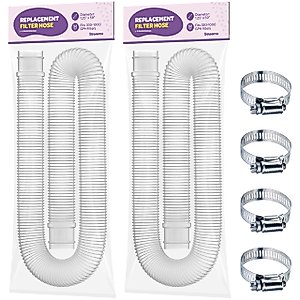 Replacement Hose For Above Ground Pools [Set of 2] 1.25" Diameter Accessory Pool Pump Replacement Hose 59” Long - Filter Pump Hose For Intex Pump Models #607#637. Bundled With 4 SEWANTA Metal Clamps