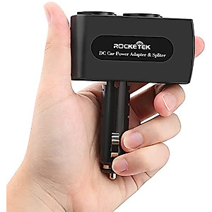 Rocketek 2-Socket Car Splitter Cigarette Lighter Adapter 4 in 1 Multi Power Outlet 12/24V 90W with 3.1A 2 USB Car Charger Adapter, Cigarette Lighter Splitter Adapter for iPhone Pad Phone Tablet GPS