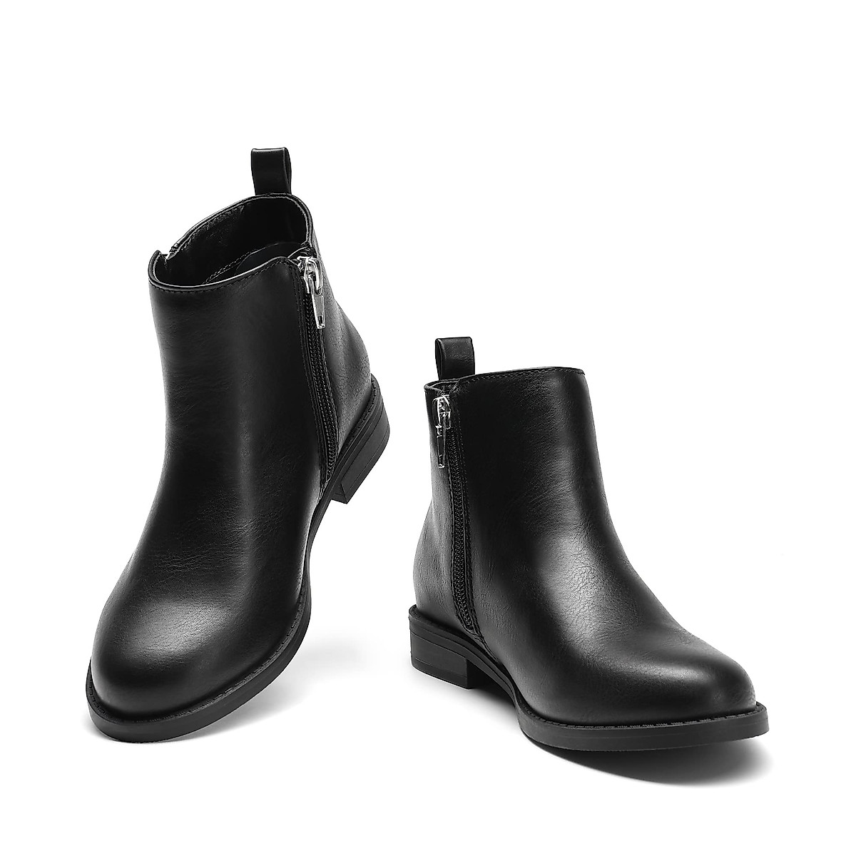 DREAM PAIRS Girls Side Zipper Low Heels Ankle Boots Size 5 Big Kid Black SDBO2221K