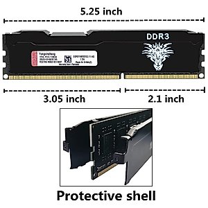 Yongxinsheng DDR3 8GB Kit (4GBx2) Desktop RAM 1600MHz PC3-12800 UDIMM Non-ECC Unbuffered 1.5V 2Rx8 Dual Rank 240 Pin CL11 PC Computer Memory Upgrade Module (Black)