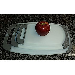 Clean Cut Cutting Board Set - 3 Piece - Poly Plastic Kitchen Chopping Set - Gray