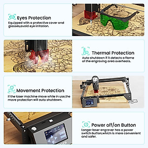 LONGER Laser Engraver Ray5 5W Higher Accuracy DIY Laser Engraving Machine with 3.5" Touch Screen,Offline Usage Laser Cutter,400x400mm,0.08mm Laser Spot, CNC Laser Cutter for Wood Metal Acrylic Glass