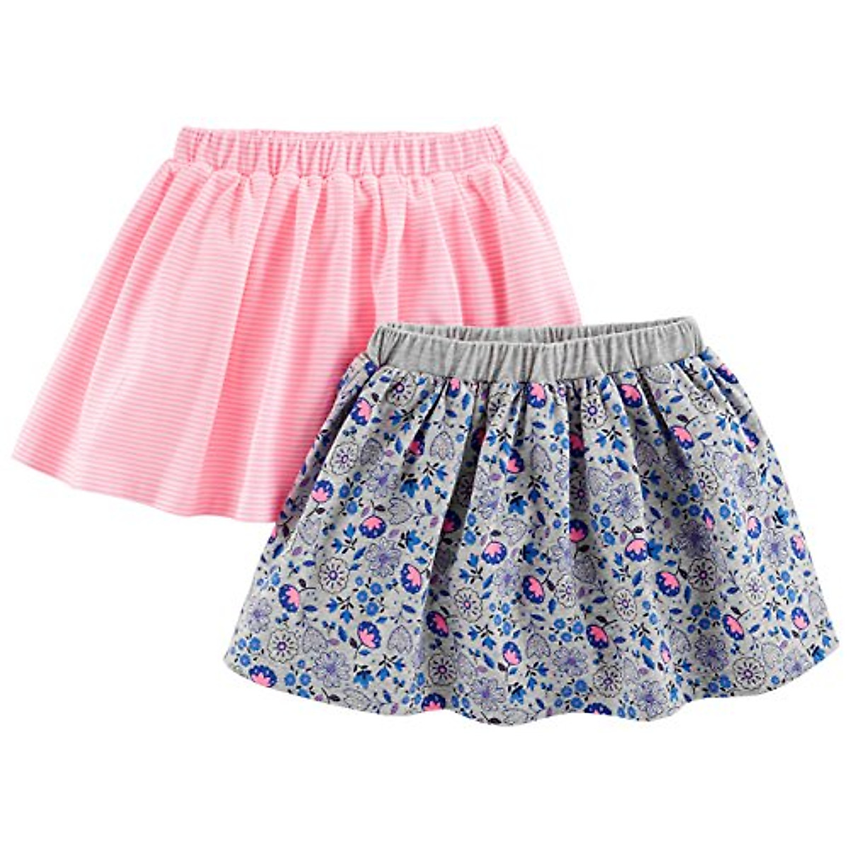 Simple Joys by Carter's Baby Girls' 2-Pack Knit Scooters, Grey Floral/Pink Stripe, 5T