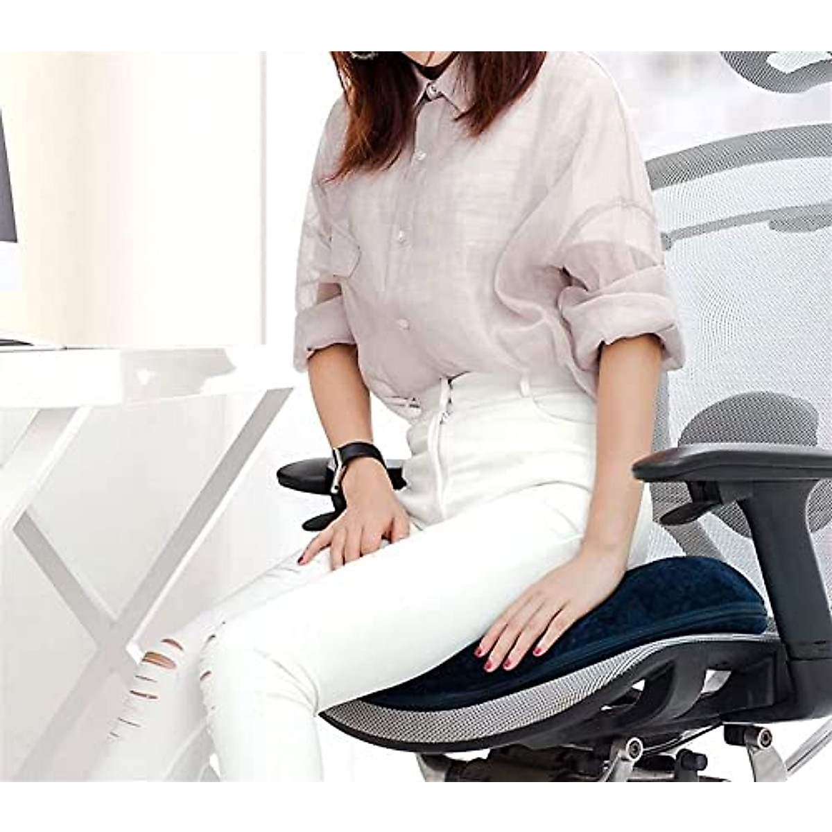 BUZZNN Memory Foam Seat Cushion, Office Chair Cushion, Car Seat Cushion, Ergonomic Design, Comfortable Coccyx Cushion for Home Office Chair Pad, Car Seat